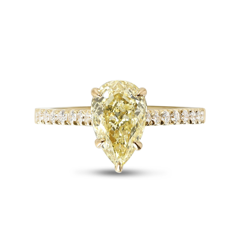 Pear Shape Yellow Diamond Engagement Ring | Reve Diamonds